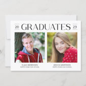 Two Graduates Joint Graduation Modern Grad Party Invitation | Zazzle