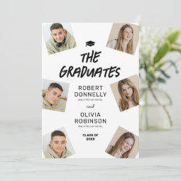 Two Graduates Photo Joint Graduation Invitation | Zazzle