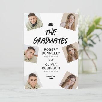 Two Graduates Photo Joint Graduation Invitation | Zazzle