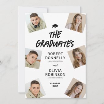 Two Graduates Photo Joint Graduation Invitation | Zazzle