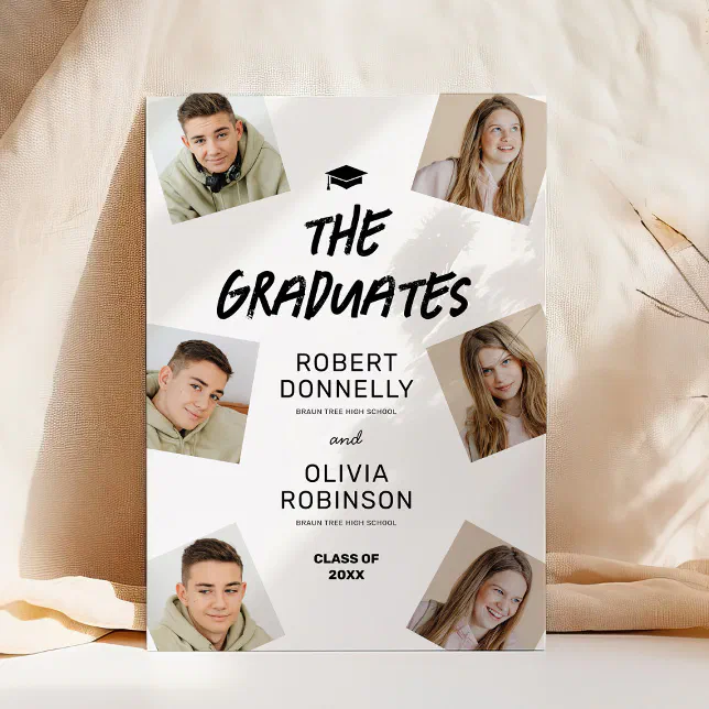 Two Graduates Photo Joint Graduation Invitation | Zazzle