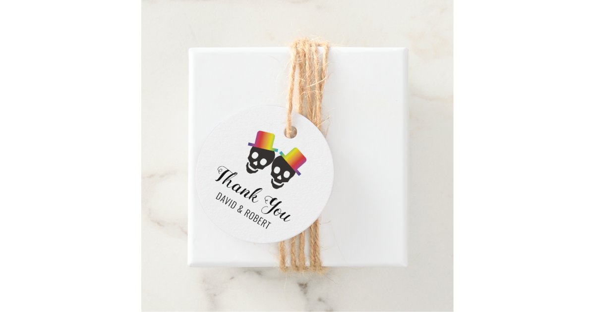 Two Grooms And Confetti Thank You Gay Wedding Favor Tags Zazzle