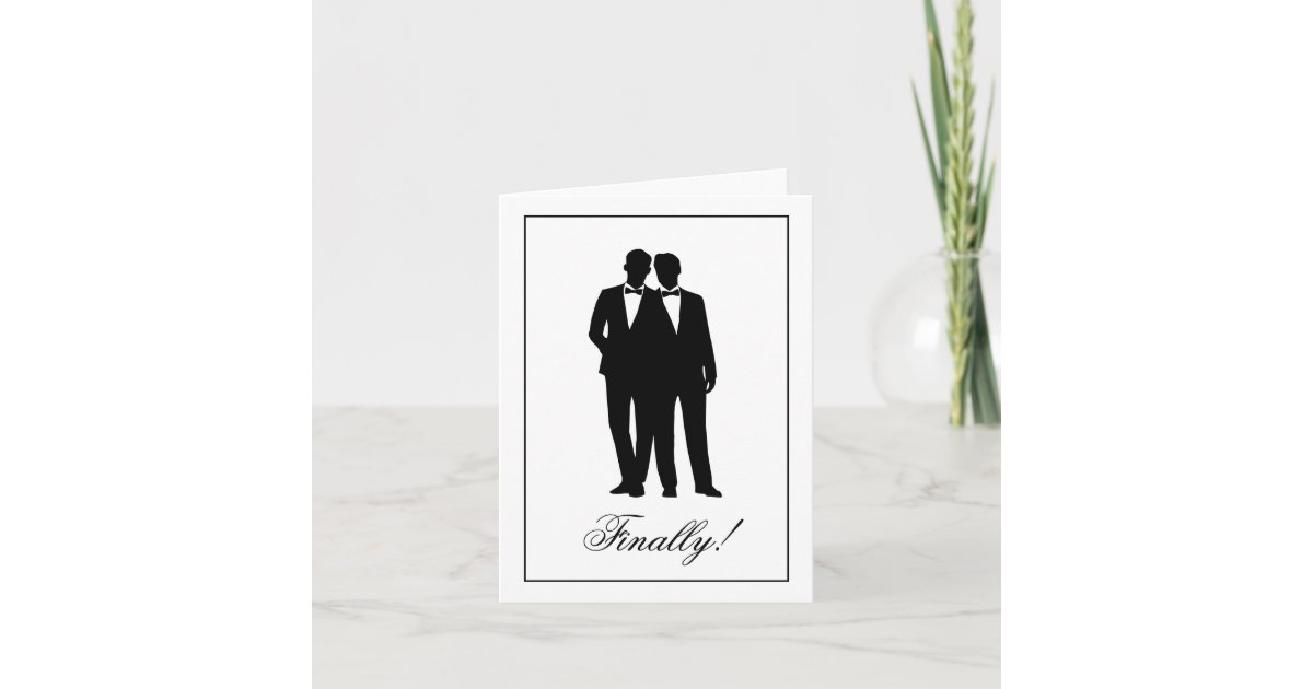 Two Grooms Silhouettes Congratulations Note Cards | Zazzle.com