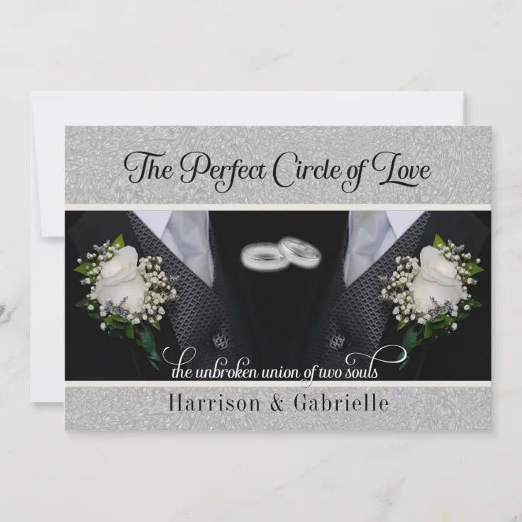 Two Grooms Tuxes Commitment Ceremony Invitation | Zazzle