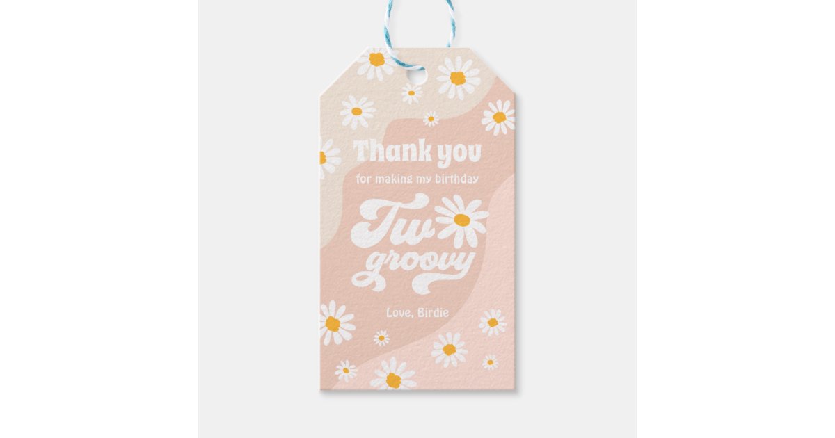 Two Groovy 2nd Birthday Party Boho Daisy Favor Gift Tags | Zazzle