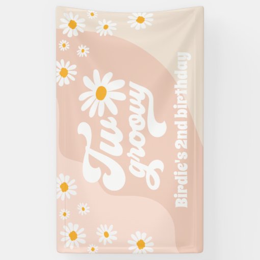 Two Groovy 2nd Birthday Party Retro Daisy Welcome Banner | Zazzle