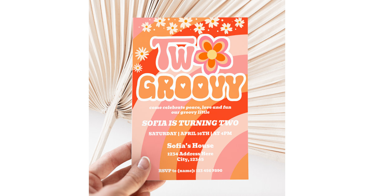 Two Groovy Birthday Invitation | Zazzle