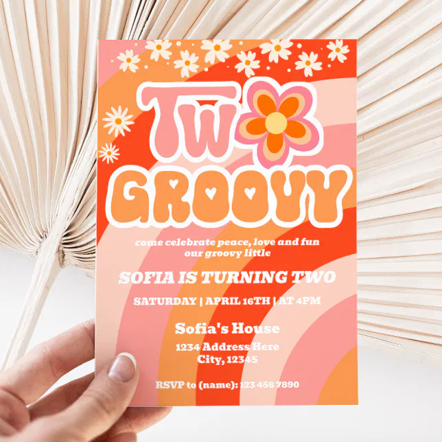 Two Groovy Birthday Invitation | Zazzle