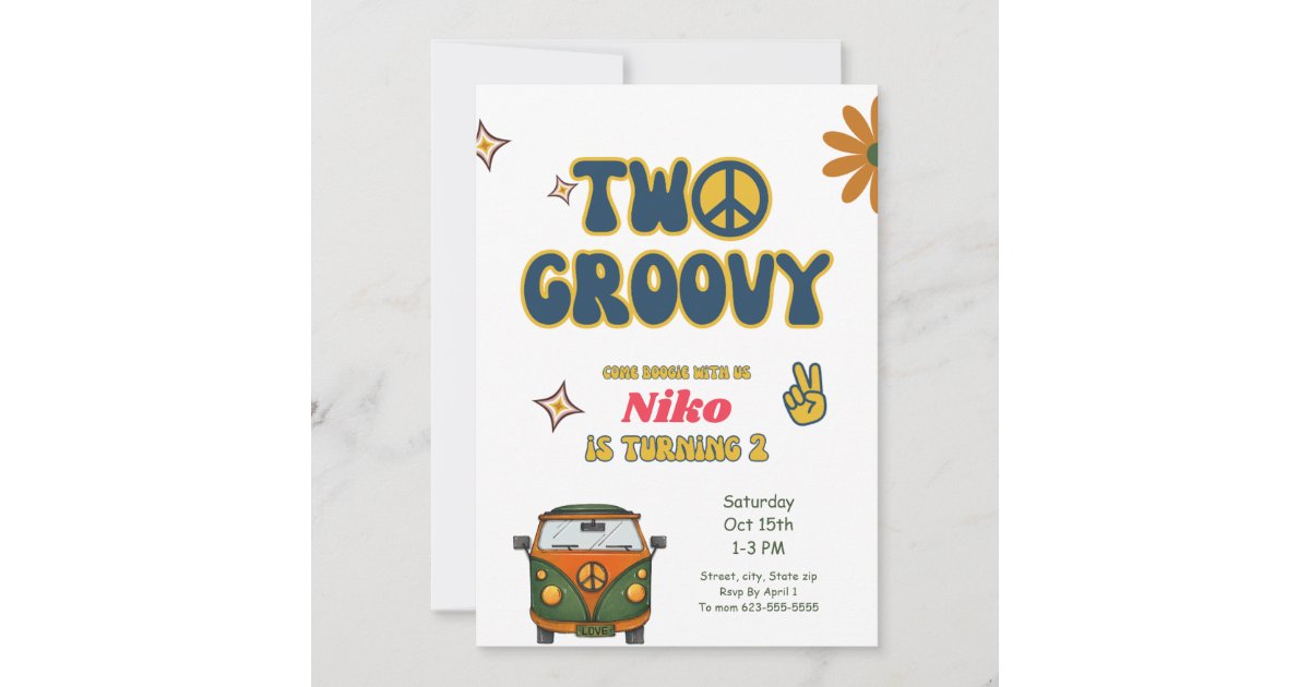 Two Groovy Birthday Invitation | Zazzle
