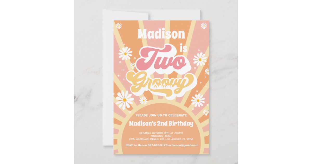 Two Groovy Birthday Invitation | Zazzle