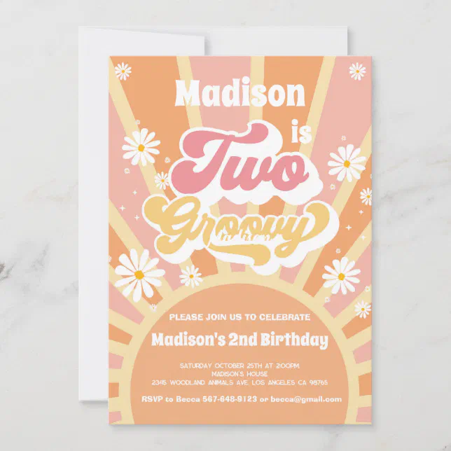 Two Groovy Birthday Invitation | Zazzle