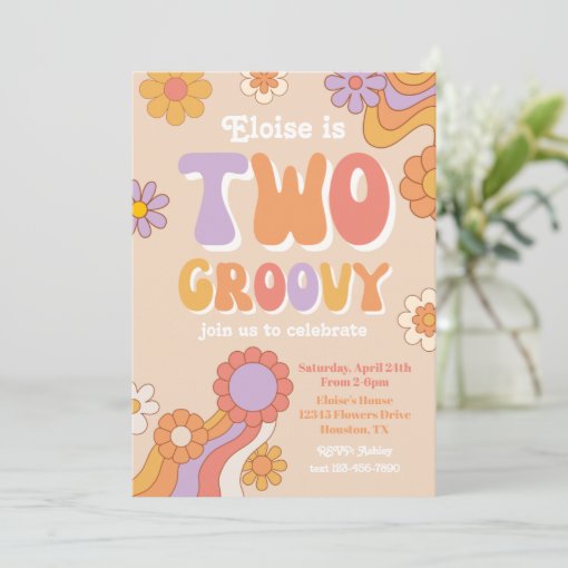 Two Groovy Birthday Invitation | Groovy Birthday | Zazzle