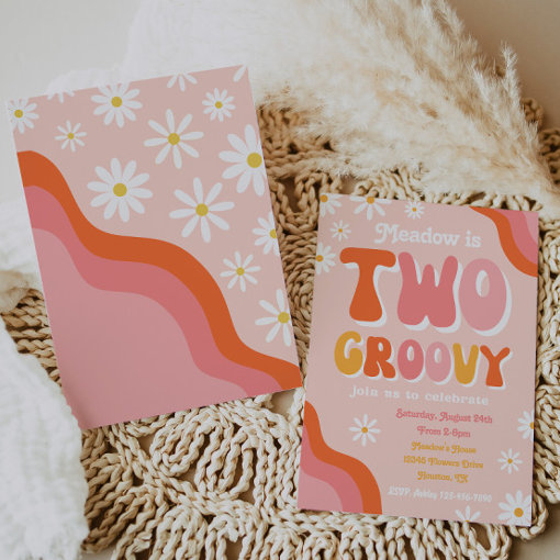 Two Groovy Birthday Invitation | Groovy Birthday | Zazzle