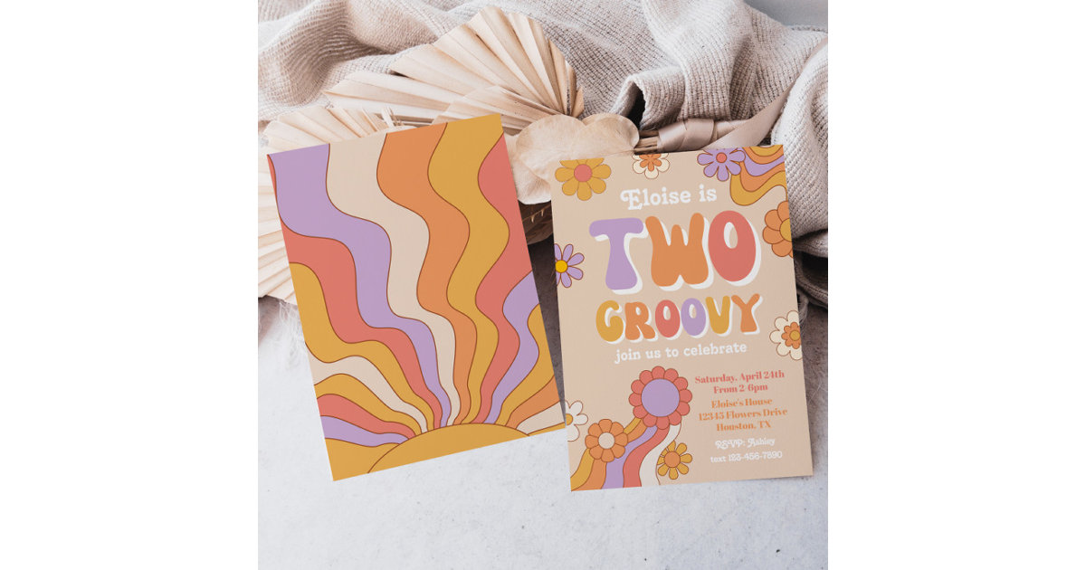 Two Groovy Birthday Invitation | Groovy Birthday | Zazzle