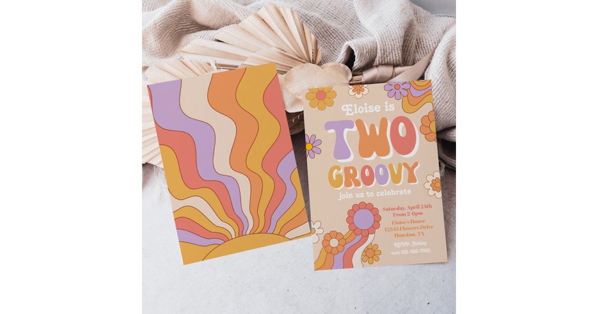 Two Groovy Birthday Invitation | Groovy Birthday | Zazzle