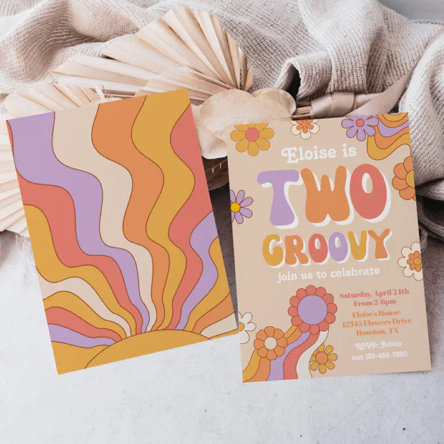Two Groovy Birthday Invitation | Groovy Birthday | Zazzle