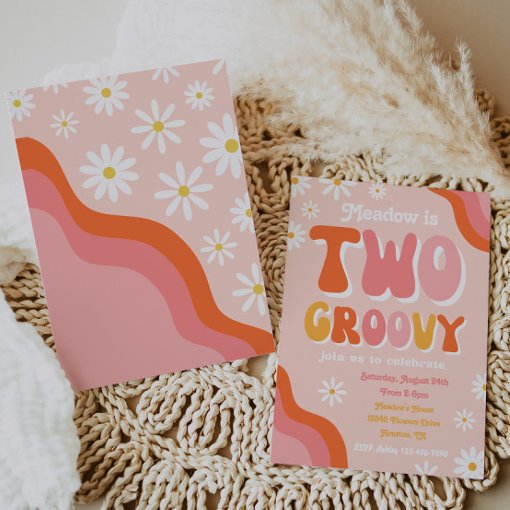 Two Groovy Birthday Invitation | Groovy Birthday | Zazzle