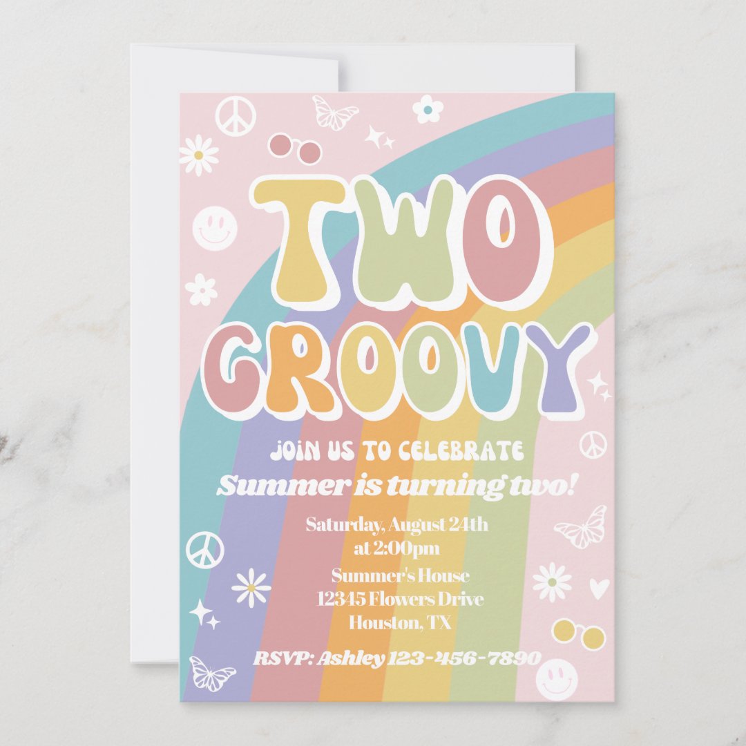 Two Groovy Birthday Invitation | Groovy Birthday | Zazzle
