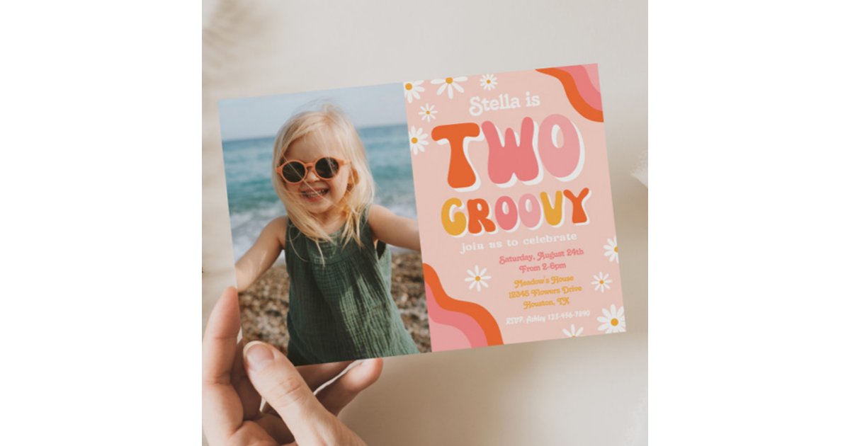 Two Groovy Birthday Invitation | Groovy Invitation | Zazzle