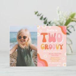 Two Groovy Birthday Invitation | Groovy Invitation | Zazzle