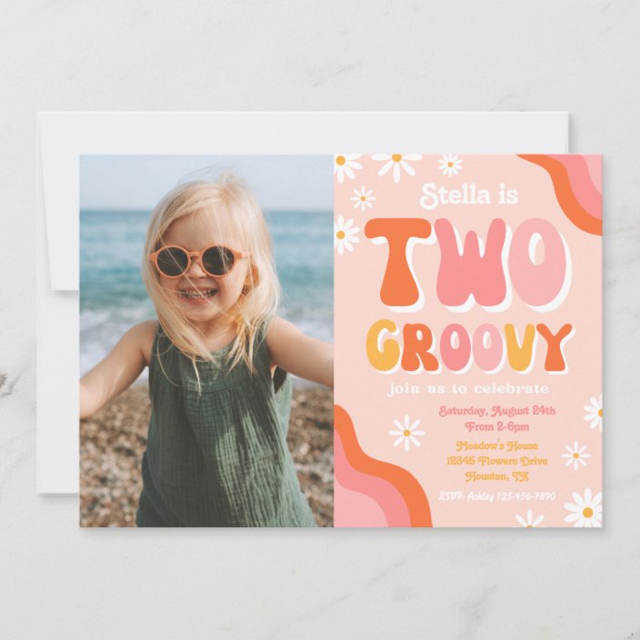 Two Groovy Birthday Invitation | Groovy Invitation | Zazzle