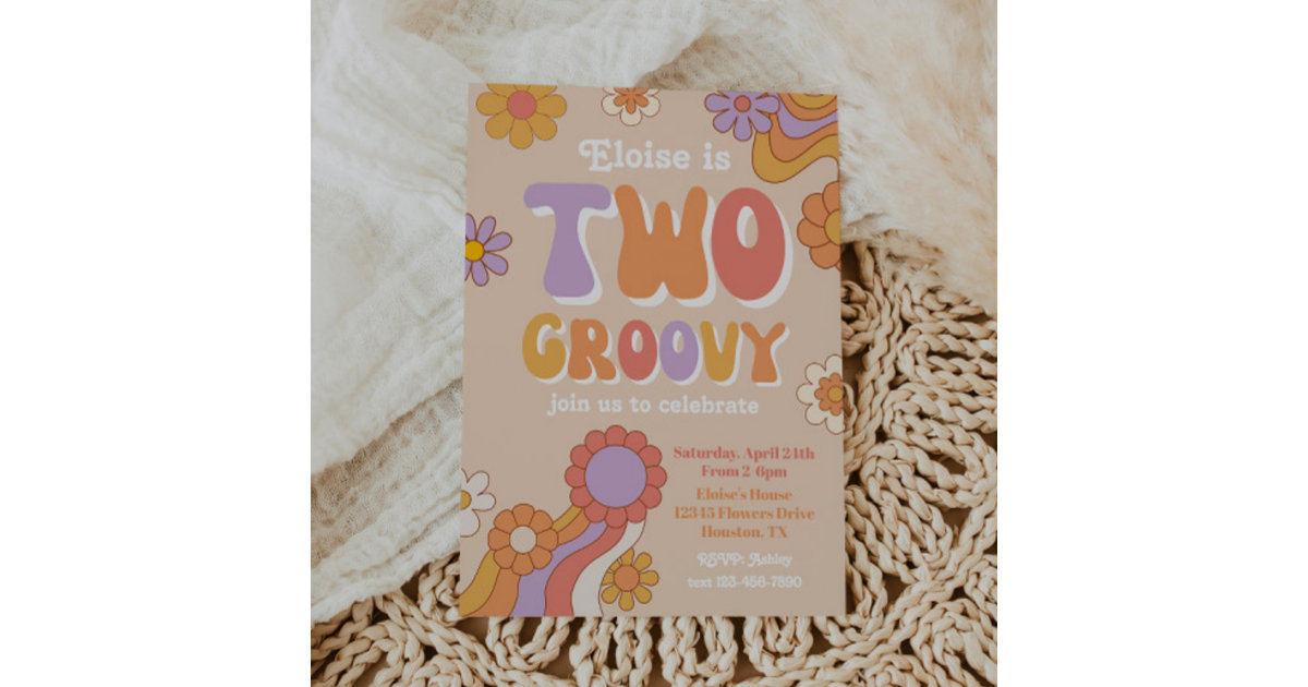 Two Groovy Birthday Invitation | Groovy Party | Zazzle