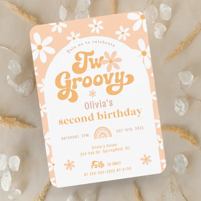 Two Groovy Boho Arch 2nd Birthday Invitation | Zazzle