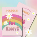 Two Groovy Floral Modern Pink Birthday Invitation | Zazzle