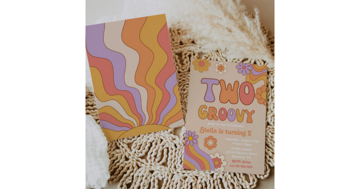 Two Groovy Invitation | Groovy Birthday Invitation | Zazzle