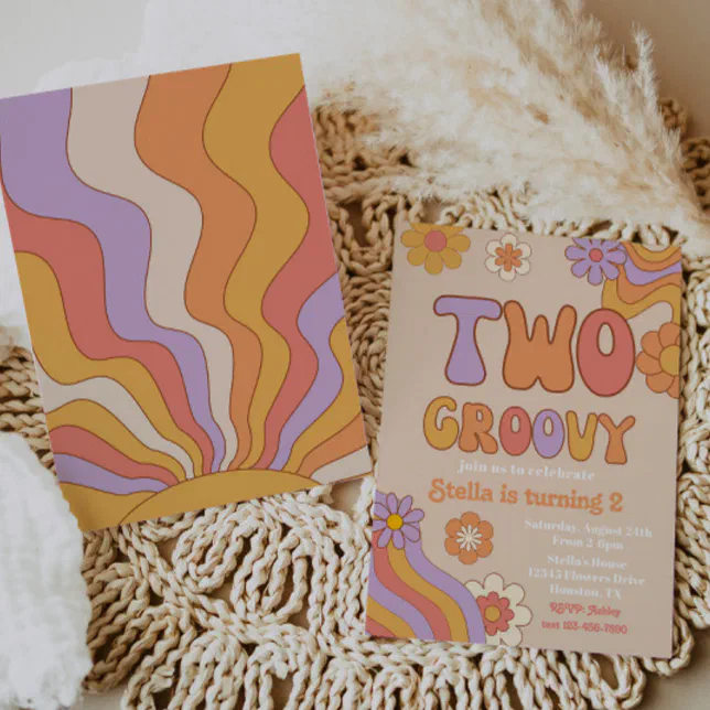 Two Groovy Invitation | Groovy Birthday Invitation | Zazzle