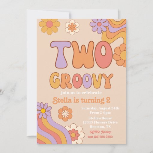 Two Groovy Invitation | Groovy Birthday Invitation | Zazzle