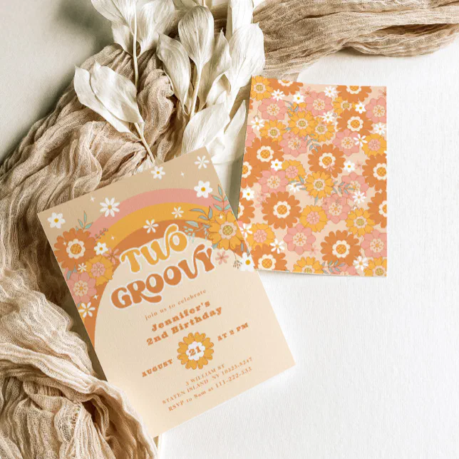 Two groovy retro birthday Invitation | Zazzle