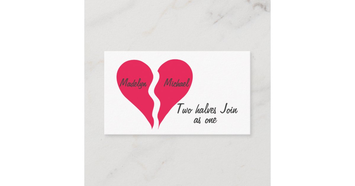Two Halves Hearts Join as One Enclosure Card | Zazzle