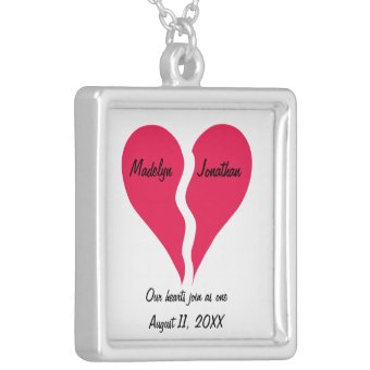Two Halves Hearts Join as One Name Personalized Silver Plated Necklace ...