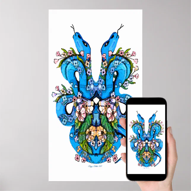 Two Headed Blue snake Poster Print | Zazzle