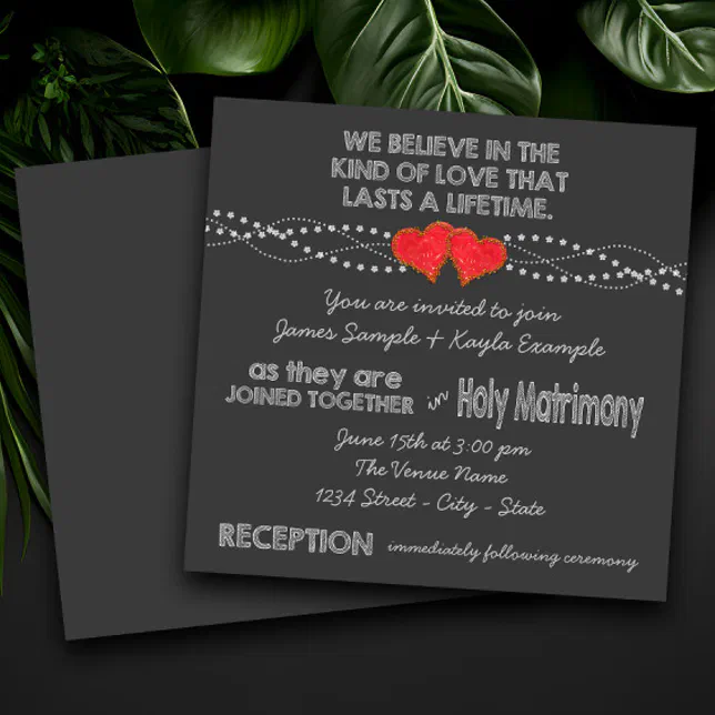 Two Hearts Chalkboard Wedding Invitation | Zazzle