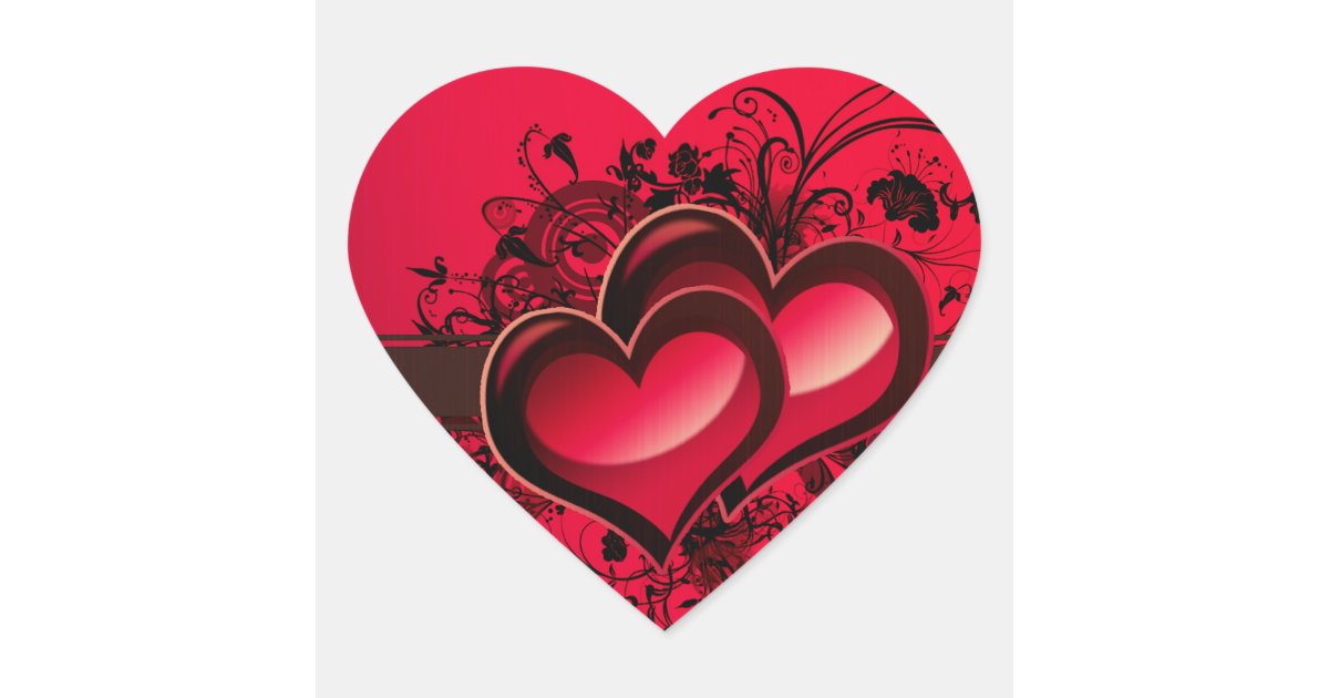 Two Hearts Heart Sticker | Zazzle
