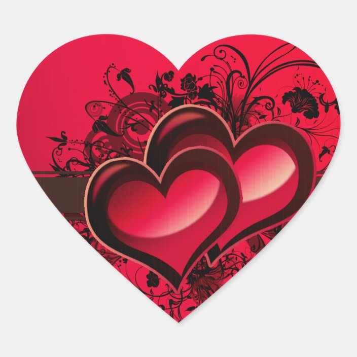 Two Hearts Heart Sticker | Zazzle.com