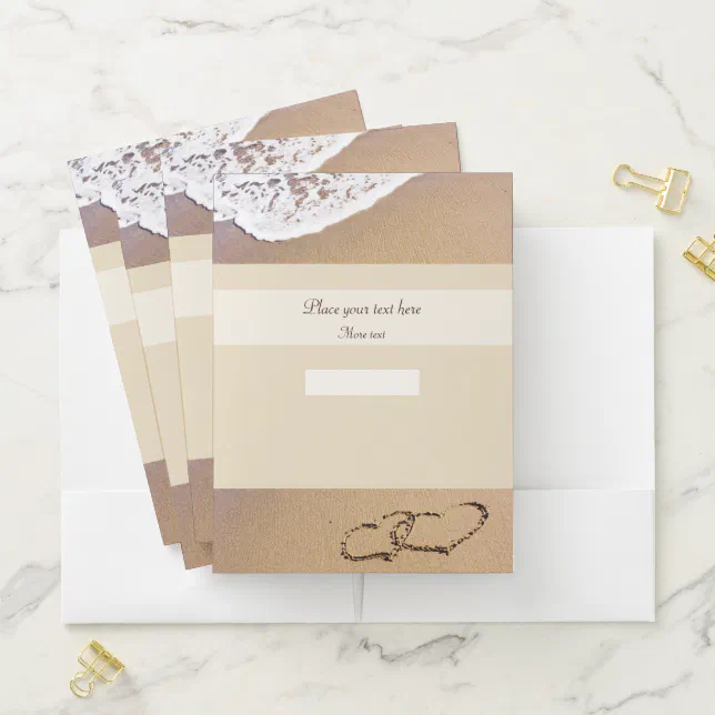 Two Hearts In The Sand Pocket Folder | Zazzle