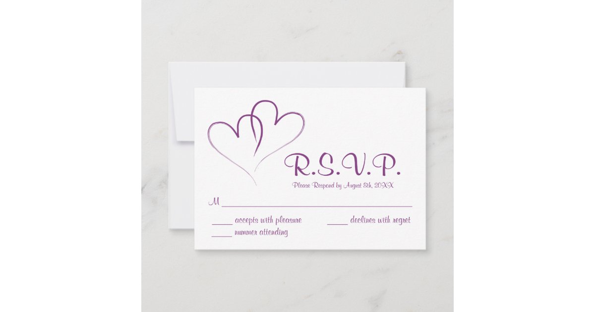 Two hearts intertwined Wedding RSVP Card | Zazzle