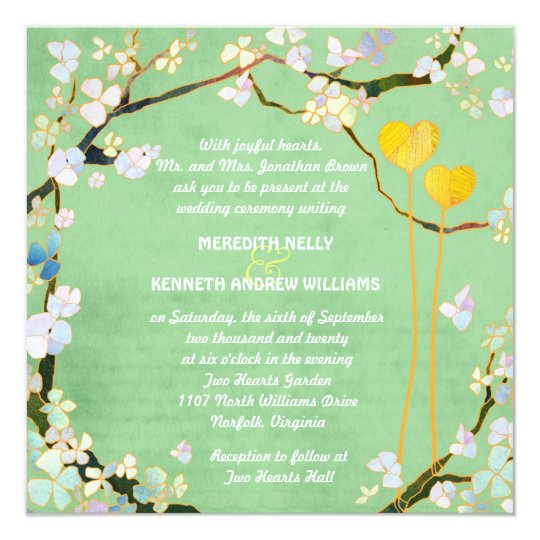 Two Hearts Rustic Pistachio Green Wedding Invitation | Zazzle.com