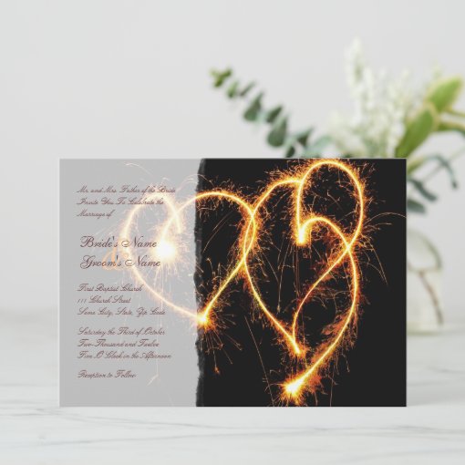 Two Hearts Sparklers Wedding Invitation | Zazzle
