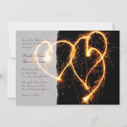 Two Hearts Sparklers Wedding Invitation | Zazzle.com