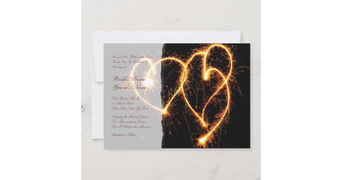 Two Hearts Sparklers Wedding Invitation | Zazzle