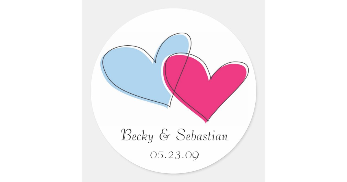 Two Hearts Sticker Labels | Zazzle
