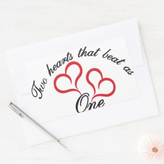 Two Hearts That Beat as One Rectangular Sticker | Zazzle