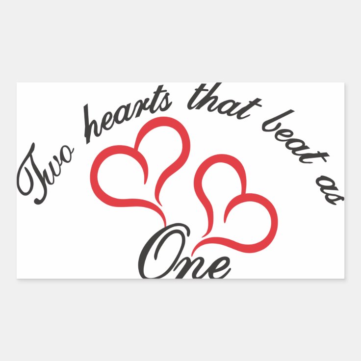 Two Hearts That Beat as One Rectangular Sticker | Zazzle