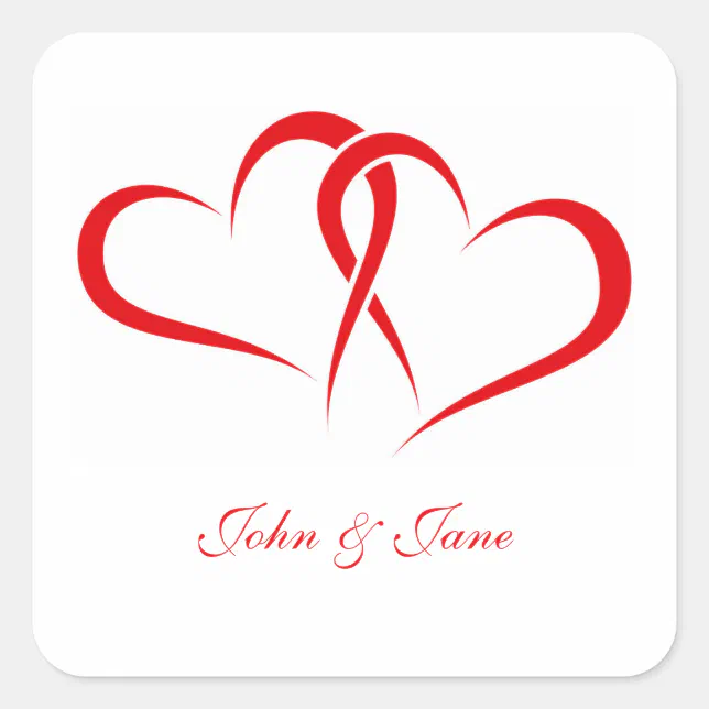 Two Hearts Together partner design Square Sticker | Zazzle