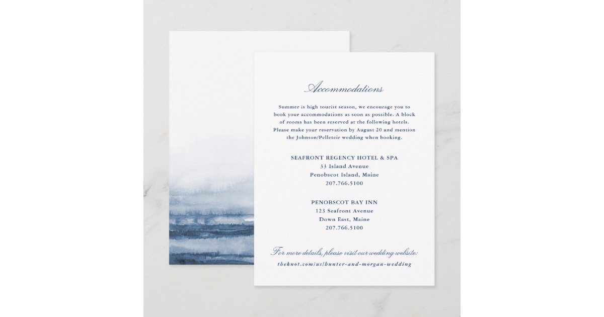 Two Hotels Wedding Insert Card - Penobscot | Zazzle
