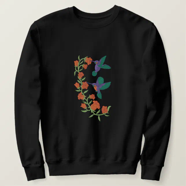 Two Hummingbirds Embroidered Sweatshirt | Zazzle